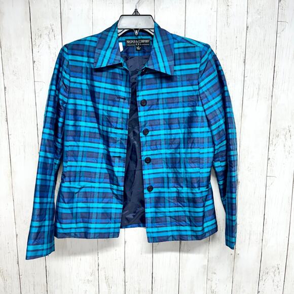 Kasper | Jackets & Coats | Vintage Kasper Co Jacket Plaid Blue Button ...
